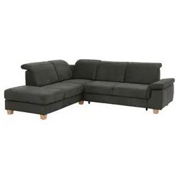 Ecksofa Home Affaire "Dalia L-Form" Sofas Gr. B/H/T: 256cm x 83cm x 221cm, Luxus-Microfaser Florence, Ottomane links, ohne Bettfunktion-ohne Bettkasten-ohne Kopfteilverstellung, grau (anthrazit) mit Federkernpolsterung, wahlweise Bettfunktion, Bettkasten