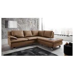 Ecksofa Places of Style "Drover L-Form" Sofas Gr. B/H/T: 250cm x 91cm x 220cm, NaturLEDER LongLife300, Ottomane rechts, braun (caramel) in Echtleder