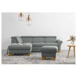 Ecksofa Home Affaire "Lindgren L-Form" Sofas Gr. B/H/T: 249 cm x 84 cm x 217 cm, Chenille, Ottomane links, ohne TV-Funktion motorisch-ohne Bettfunktion mit einklappbaren Rollen-ohne Stauraum-ohne Kopfteilverstellung-ohne Federkern, grau wahlweise mit TV-Funktion, Stauraum und Kopfteilverstellung