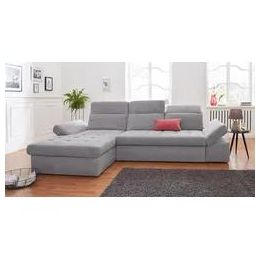 Sit & More Ecksofa SIT & MORE "Stardust L-Form", silber, B:302cm H:77cm T:189cm, Struktur (100% Polyester), Struktur fein (95% Polyester, 5% Polyamid), Sofas, wahlweise mit Bettfunktion und Bettkasten