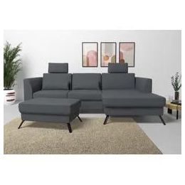 Sit & More Ecksofa SIT & MORE "Olsen L-Form" Sofas Gr. B/H/T: 261cm x 88cm x 172cm, Soft clean, Recamiere rechts, ohne Bettfunktion-ohne Bettkasten-mit Sitztiefenverstellung, grau (dunkelgrau) inklusive Sitztiefenverstellung, wahlweise mit Bettfunktion, 15cm hoch