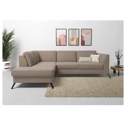 Sit & More Ecksofa SIT & MORE "Olsen L-Form" Sofas Gr. B/H/T: 248cm x 88cm x 201cm, Soft clean, Ottomane links, ohne Bettfunktion-ohne Stauraum-mit Sitztiefenverstellung, grau (taupe) inklusive Sitztiefenverstellung, wahlweise mit Bettfunktion, 15cm hoch