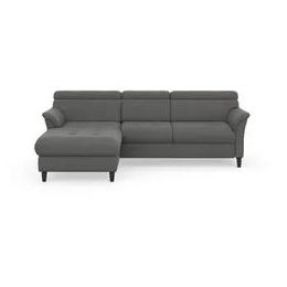 Sit & More Ecksofa SIT&MORE "Marano L-Form" Sofas Gr. B/T: 257 cm x 166 cm, Soft clean, mega-Recamiere links, ohne Bettfunktion-ohne Bettkasten-inklusive Kopfteilverstellung-Fußfarbe: matt schwarz, grau inklusive Kopfteilverstellung, wahlweise mit Bettfunktion, Bettkasten