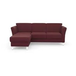 Sit & More Ecksofa SIT & MORE "Visby L-Form" Sofas Gr. B/H/T: 248cm x 87cm x 162cm, Soft clean, Recamiere links, ohne Bettfunktion-ohne Bettkasten, rot (bordeaux) wahlweise mit Bettfunktion und Bettkasten, frei im Raum stellbar