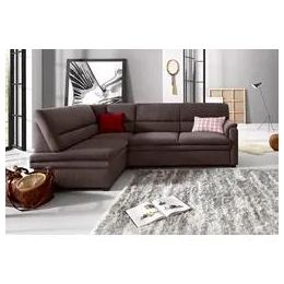 Sit & More Ecksofa SIT & MORE "Pisa L-Form", braun (mokka), B:245cm H:89cm T:161cm, NaturLEDER (echtes Rindsleder), Korpus in Kunstleder SOFTLUX, Luxus-Microfaser (90% Polyester, 10% Polyamid), Struktur (100% Polyester), Luxus-Microfaser ALTARA NUBUCK (100% Polyester), Sofas, mit Federkern, wahlweise mit Bettfunktion