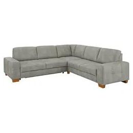 Ecksofa Home Affaire "Puccini L-Form" Sofas Gr. B/H/T: 276cm x 86cm x 271cm, Luxus-Microfaser Vintageoptik, ohne Bettfunktion-ohne Schubladen, grau (hellgrau) mit Federkern, Sitztiefenverstellung, Kontrastnaht