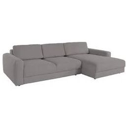 Ecksofa Places of Style "Bloomfield, L-Form" Sofas Gr. B/H/T: 303cm x 84cm x 176cm, Struktur, mega-Recamiere rechts, XXL ohne Sitztiefenverstellung, grau extra tiefe Sitzfläche, wahlweise mit Sitztiefenverstellung