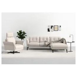 Sit & More Ecksofa SIT & MORE "Scandia L-Form" Sofas Gr. B/H/T: 269cm x 82cm x 183cm, Luxus-Microfaser Euphoria, Recamiere rechts, Ohne Kopfteilverstellung-Ohne Armteilfunktion-Mit schwarzen matten Metallfüßen, grau (elephant) Wahlweise mit Kopfteilverstellung und Armteilfunktion