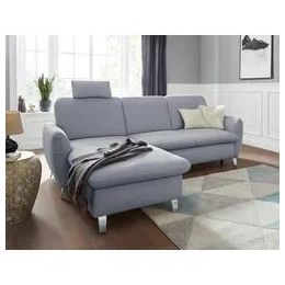 Sit & More Ecksofa SIT & MORE "Daytona L-Form" Sofas Gr. B/H/T: 245cm x 93cm x 164cm, Struktur, Recamiere links, Mit Bettfunktion, grau (hellgrau) mit Federkern, einer Kopfstütze und wahlweise Bettfunktion