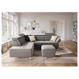 Sit & More Ecksofa SIT & MORE "Vincenzo L-Form" Sofas Gr. B/H/T: 245cm x 84cm x 193cm, Luxus-Microfaser, Ottomane links, mit Kopfteilverstellung-mit Bettfunktion, grau (steelgrau) inklusive Kopfteilverstellung, wahlweise mit Bettfunktion, Bettkasten