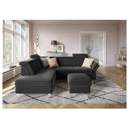 Sit & More Ecksofa SIT & MORE "Vincenzo L-Form" Sofas Gr. B/H/T: 245cm x 84cm x 193cm, Struktur, Ottomane links, mit Kopfteilverstellung-mit Bettfunktion, grau (anthrazit) inklusive Kopfteilverstellung, wahlweise mit Bettfunktion, Bettkasten