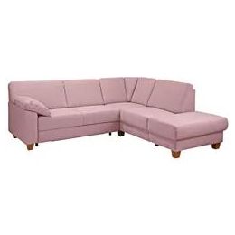 Ecksofa Home Affaire "Belfort L-Form" Sofas Gr. B/H/T: 243cm x 88cm x 91cm, Struktur fein, Ottomane rechts, mit Bettfunktion-mit Stauraum, rosa (altrosa) mit Federkern, wahlweise Bettfunktion und Stauraum