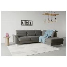 Sit & More Ecksofa SIT & MORE "Sinatra L-Form" Sofas Gr. B/H/T: 251cm x 85cm x 220cm, Luxus-Microfaser Paris, Ottomane rechts, Ohne Kopfteilverstellung-Ohne Armteilfunktion-Ohne Bettfunktion-Ohne Stauraum, grau mit Ottomane, optional Kopfteilverstellung und Armteilfunktion