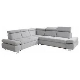 Ecksofa exxpo - SOFA FASHION "Happy, L-Form" Sofas Gr. B/H/T: 274cm x 98cm x 254cm, Struktur, langer Schenkel rechts, ohne Bettfunktion-ohne Bettkasten, silberfarben (silber) inkl. Kopf- und Armteilverstellung, wahlweise mit Bettfunktion