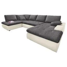 Wohnlandschaft Trendmanufaktur "Indie, U-Form" Sofas Gr. B/H/T: 315cm x 86cm x 179cm, Luxus-Microfaser ALCAZAR-Struktur, Recamiere rechts, ohne Bettfunktion, beige (creme, beige, braun) wahlweise mit Bettfunktion, inkl. loser Rücken- u. Zierkissen