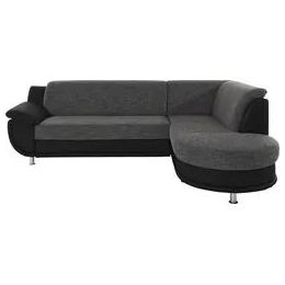 Ecksofa Trendmanufaktur "Rondo 3, L-Form" Sofas Gr. B/H/T: 265cm x 85cm x 190cm, Kunstleder SOFTLUX-Struktur, Ottomane rechts, ohne Federkern, ohne Bettfunktion, schwarz-weiß (schwarz, schwarz, weiß) mit Ottomane und Federkern, wahlweise Bettfunktion