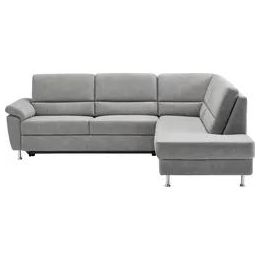 Ecksofa CALIZZA INTERIORS "Onyx L-Form" Sofas Gr. B/H/T: 257 cm x 90 cm x 196 cm, Microfaser, Ottomane rechts, mit Bettfunktion und Bettkasten, silberfarben (32 silber) Ottomane links oder rechts, wahlweise mit Bettfunktion, Breite 257 cm