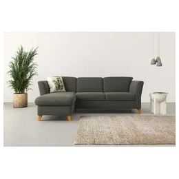 Ecksofa Home Affaire "Trelleborg L-Form", grau (anthrazit), B:249cm H:86cm T:162cm, 100% Polyester, Sofas, Federkern-Polsterung, wahlweise mit Bettfunktion und Bettkasten