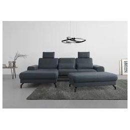 Sit & More Ecksofa SIT&MORE "Cinturo L-Form" Sofas Gr. B/H/T: 283 cm x 88 cm x 175 cm, Luxus-Microfaser TORO, mega-Recamiere links, inklusive Sitztiefenverstellung-inklusive Federkern, blau (dunkelblau) inklusive Sitztiefenverstellung und Federkern, Sitzhöhe 45 cm