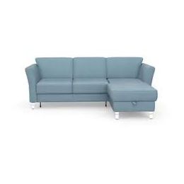 Sit & More Ecksofa SIT & MORE "Visby L-Form" Sofas Gr. B/H/T: 248cm x 87cm x 162cm, Soft clean, Recamiere rechts, mit Bettfunktion-mit Bettkasten, blau (hellblau) wahlweise mit Bettfunktion und Bettkasten, frei im Raum stellbar