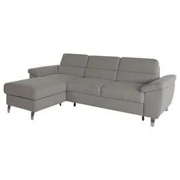 Sit & More Ecksofa SIT & MORE "Sorano L-Form" Sofas Gr. B/H/T: 250cm x 88cm x 161cm, Struktur fein, Recamiere links, mit Bettfunktion-mit Bettkasten, grau (hellgrau) wahlweise mit Bettfunktion und Bettkasten