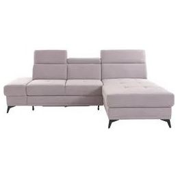 Ecksofa Inosign "Cardiz L-Form" Sofas Gr. B/H/T: 246cm x 83cm x 173cm, Webstoff, Recamiere rechts, mit manuellem Vorziehsitz-mit Bettkasten, rosa (rosé) inkl.Kopfteilverstellung und Federkern wahlweise mit Bettfunktion