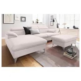 Ecksofa COTTA "Caluso L-Form" Sofas Gr. B/H/T: 254cm x 74cm x 167cm, Kunstleder SOFTLUX, Recamiere links, ohne Bettfunktion-ohne Bettkasten-mit Kopfteilverstellung, beige (fog) inklusive Kopfteilverstellung, wahlweise mit Bettfunktion