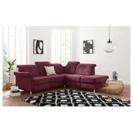 Sit & More Ecksofa SIT & MORE "Darwin L-Form" Sofas Gr. B/T: 249cm x 221cm, Luxus-Microfaser Florence, Ottomane rechts, mit Kopfteilverstellung-mit Bettfunktion-mit Stauraum, rot (bordeaux) inklusive Federkern, wahlweise mit Kopfteilverstellung, Bettfunktion