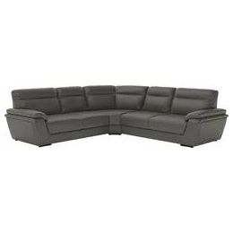 Ecksofa Home Affaire "Brandy L-Form" Sofas Gr. B/H/T: 285cm x 95cm x 298cm, Leder EVITA, langer Schenkel rechts, grau