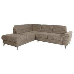 Sit & More Ecksofa SIT & MORE "Sorano L-Form" Sofas Gr. B/H/T: 249cm x 88cm x 212cm, Struktur grob, Ottomane links, ohne Funktion, braun (cappuccino) wahlweise mit Bettfunktion und Bettkasten