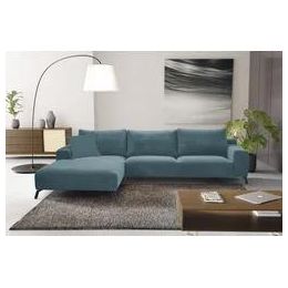 Ecksofa WERK2 "Faro L-Form" Sofas Gr. B/H/T: 315cm x 67cm x 188cm, Cord, Recamiere links, blau (petrol) XXL Design Ecksofa mit hohem Komfort in trendigem Cord & Samtvelours