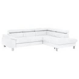 Ecksofa COTTA "Komaris L-Form" Sofas Gr. B/H/T: 249cm x 72cm x 100cm, Kunstleder SOFTLUX, Ottomane rechts, ohne Bettfunktion-ohne Bettkasten-mit RGB-LED-Beleuchtung-mit Kopfteilverstellung, weiß inklusive Kopf- bzw. Rückenverstellung, wahlweise Bettfunktion