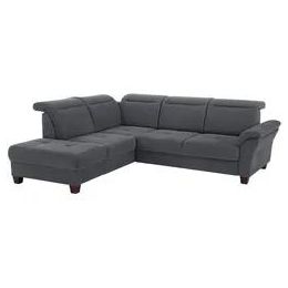 Ecksofa Home Affaire "Solvei L-Form" Sofas Gr. B/H/T: 260cm x 104cm x 235cm, Luxus-Microfaser ALTARA NUBUCK, Ottomane links, Sitztiefenverstellung, grau wahlweise auch mit Kopfteilverstellung und Bettfunktion, Federkern