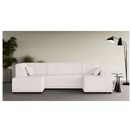 Wohnlandschaft Home Affaire "TAMMO" Sofas Gr. B/H/T: 296 cm x 80 cm x 162 cm, Boucle, Recamiere rechts, beige (creme) U-Form