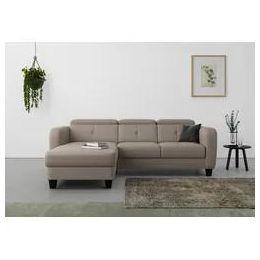 Sit & More Ecksofa SIT & MORE "Belluci L-Form" Sofas Gr. B/H/T: 247cm x 85cm x 170cm, Luxus-Microfaser Florence, Recamiere links, ohne Bettfunktion-ohne Bettkasten, braun (savannah) inklusive Federkern, wahlweise mit Bettfunktion und Bettkasten