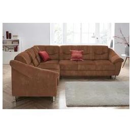 Sit & More Ecksofa SIT & MORE "Salsa L-Form" Sofas Gr. B/H/T: 264cm x 86cm x 244cm, Microfaser, langer Schenkel rechts, ohne Bettfunktion, braun (cognac) mit Federkern, wahlweise Bettfunktion