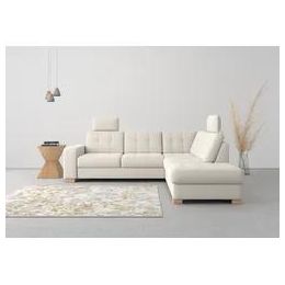 Sit & More Ecksofa SIT & MORE "Quincy L-Form" Sofas Gr. B/H/T: 249cm x 82cm x 213cm, Luxus-Microfaser, Ottomane rechts, ohne Bettfunktion, beige (creme) wahlweise mit Bettfunktion und Bettkasten