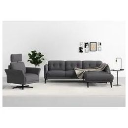 Sit & More Ecksofa SIT & MORE "Scandia L-Form" Sofas Gr. B/H/T: 269cm x 82cm x 183cm, Chenille, Recamiere rechts, Ohne Kopfteilverstellung-Ohne Armteilfunktion-Mit schwarzen matten Metallfüßen, braun (espresso) Wahlweise mit Kopfteilverstellung und Armteilfunktion