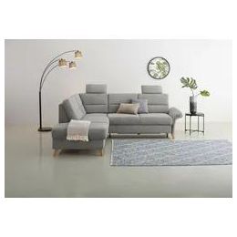 Ecksofa Home Affaire "Westerland L-Form", grau (hellgrau), B:238cm H:90cm T:213cm, 100% Polyester, Sofas, Federkern-Polsterung, wahlweise mit Bettfunktion, Bettkasten