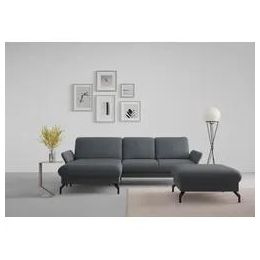 Sit & More Ecksofa SIT & MORE "Fashion L-Form" Sofas Gr. B/H/T: 253cm x 84cm x 165cm, Soft clean, Recamiere links, ohne Kopfteilverstellung-ohne Vorziehsitz-mit Metallfuesse schwarz matt, grau (dunkelgrau) wahlweise mit Kopfteilverstellung und Vorziehsitz, motorisch