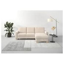 Ecksofa Home Affaire "Summer L-Form" Sofas Gr. B/H/T: 249cm x 91cm x 164cm, Breitcord, Recamiere rechts, mit Bettfunktion-mit Bettkasten-ohne Federkern, beige (creme) mit Recamiere, oder ohne Bettfunktion und Bettkasten, Cord-Bezug