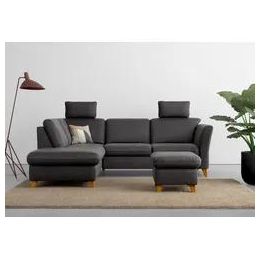 Ecksofa Home Affaire "Trelleborg L-Form" Sofas Gr. B/H/T: 252 cm x 86 cm x 213 cm, Breitcord, Ottomane links, ohne Bettfunktion-ohne Stauraum, grau wahlweise mit Bettfunktion und Bettkasten, inkl. Federkern-Polsterung