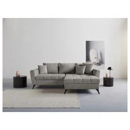 Ecksofa Inosign "Lörby L-Form" Sofas Gr. B/H/T: 246cm x 90cm x 170cm, Feincord, Recamiere rechts, Feincord, grau (stone) Belastbarkeit bis 140kg pro Sitzplatz, auch mit Aqua clean-Bezug