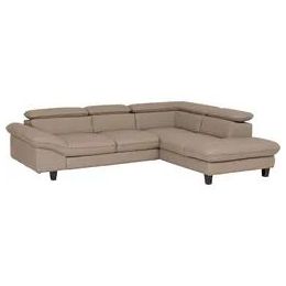 Ecksofa Home Affaire "Pilot L-Form" Sofas Gr. B/H/T: 266cm x 73cm x 108cm, Kunstleder SOFTLUX, Ottomane rechts, mit Kopfteilverstellung-ohne Bettfunktion-ohne Bettkasten, beige (sand)