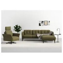 Sit & More Ecksofa SIT & MORE "Scandia L-Form" Sofas Gr. B/H/T: 269cm x 82cm x 183cm, Struktur weich, Recamiere rechts, Ohne Kopfteilverstellung-Ohne Armteilfunktion-Mit schwarzen matten Metallfüßen, grün (olive) Wahlweise mit Kopfteilverstellung und Armteilfunktion