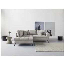 Ecksofa Inosign "Lörby L-Form" Sofas Gr. B/H/T: 224 cm x 90 cm x 191 cm, Luxus-Microfaser weich, Ottomane links, Luxus Microfaser weich, silberfarben (silber) Belastbarkeit bis 140kg pro Sitzplatz, auch mit Aqua clean-Bezug