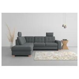 Sit & More Ecksofa SIT & MORE "Quincy L-Form" Sofas Gr. B/H/T: 249cm x 82cm x 213cm, Luxus-Microfaser ALTARA NUBUCK, Ottomane links, ohne Bettfunktion, grau (dunkelgrau) wahlweise mit Bettfunktion und Bettkasten