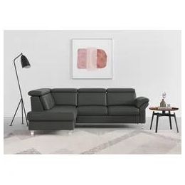 Sit & More Ecksofa SIT & MORE "Arngast L-Form" Sofas Gr. B/H/T: 245cm x 84cm x 194cm, NaturLEDER, Ottomane links, ohne Bettfunktion-ohne Bettkasten-Rücken Spannstoff, grau (anthrazit) inklusive Kopfteilverstellung und Federkern