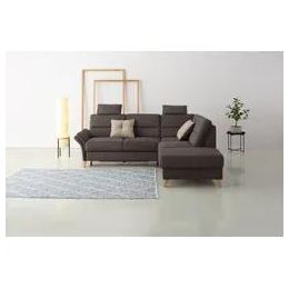 Ecksofa Home Affaire "Westerland L-Form" Sofas Gr. B/H/T: 238cm x 90cm x 213cm, Luxus-Microfaser ALTARA NUBUCK, Ottomane rechts, ohne Bettfunktion, ohne Stauraum ohne Armlehnfunktion, braun (dunkelbraun) Federkern-Polsterung, wahlweise mit Bettfunktion, Bettkasten