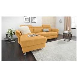 Sit & More Ecksofa SIT & MORE "Avignon L-Form" Sofas Gr. B/H/T: 259cm x 97cm x 172cm, Flachgewebe, Recamiere links, mit Kopfteilverstellung-mit Bettfunktion, gelb (senf) Kopfteilverstellung, wahlweise mit Bettfunktion und Bettkasten